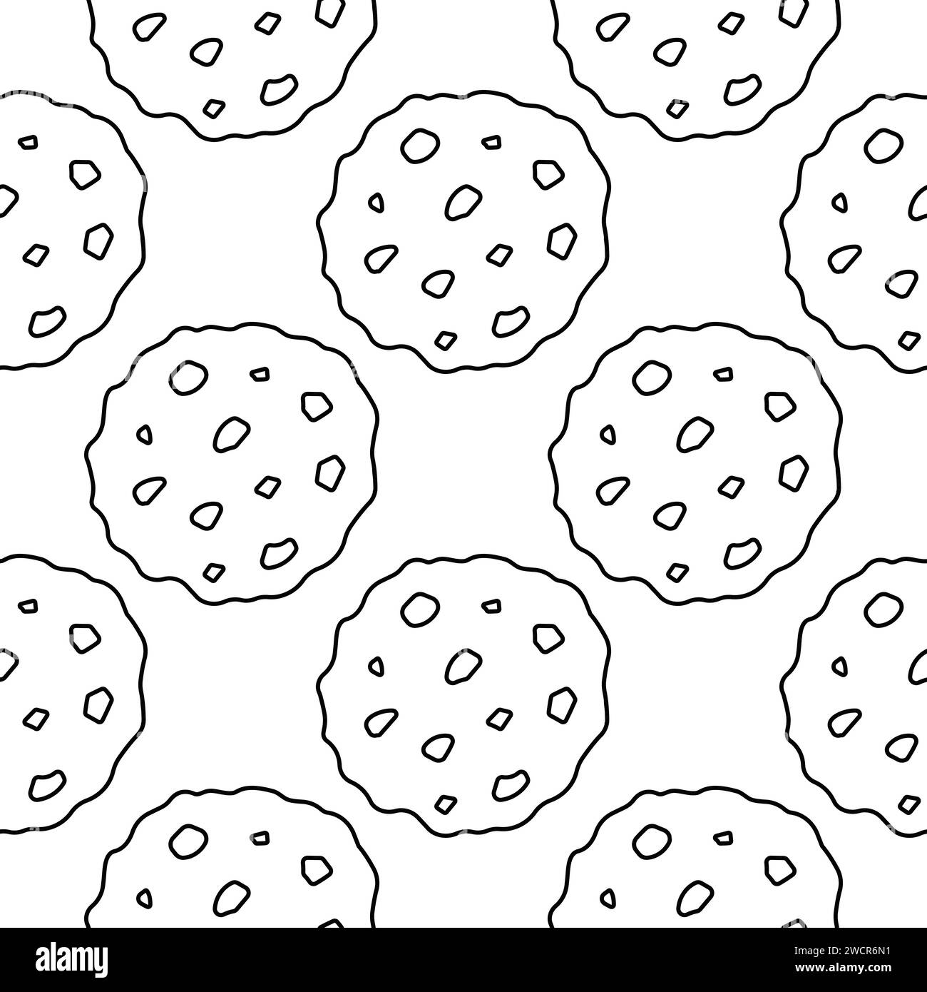 cookie chocolate day sweet food snack pattern textile line doodle ...