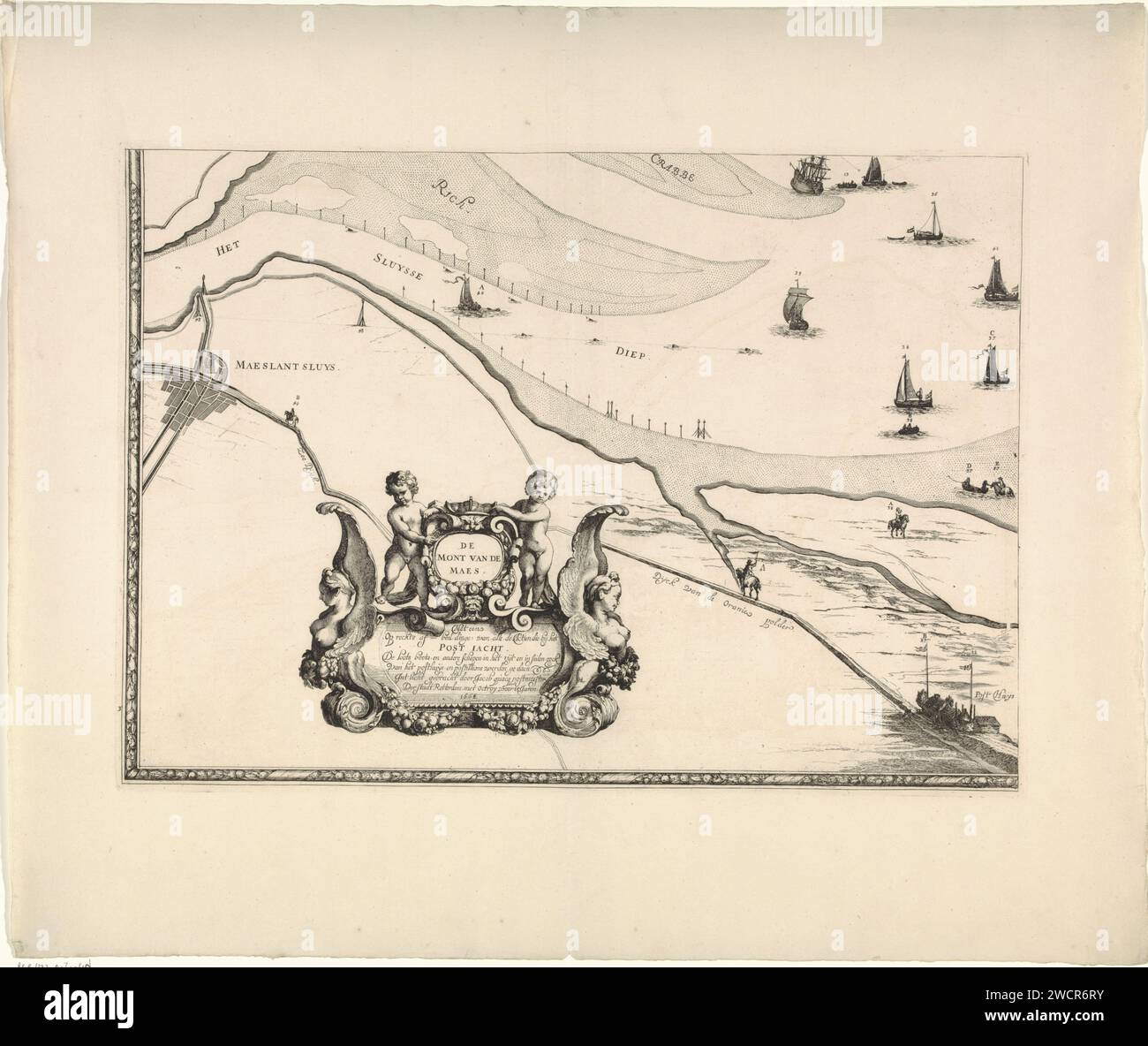 Map of the Maas mouth with postal routes (part left), Joost van Geel ...