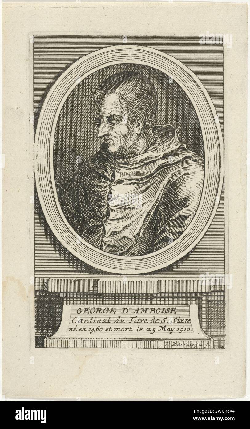 Portrait of Georges d'Amboise, Archbishop van Rouen, Jacobus Harrewijn ...