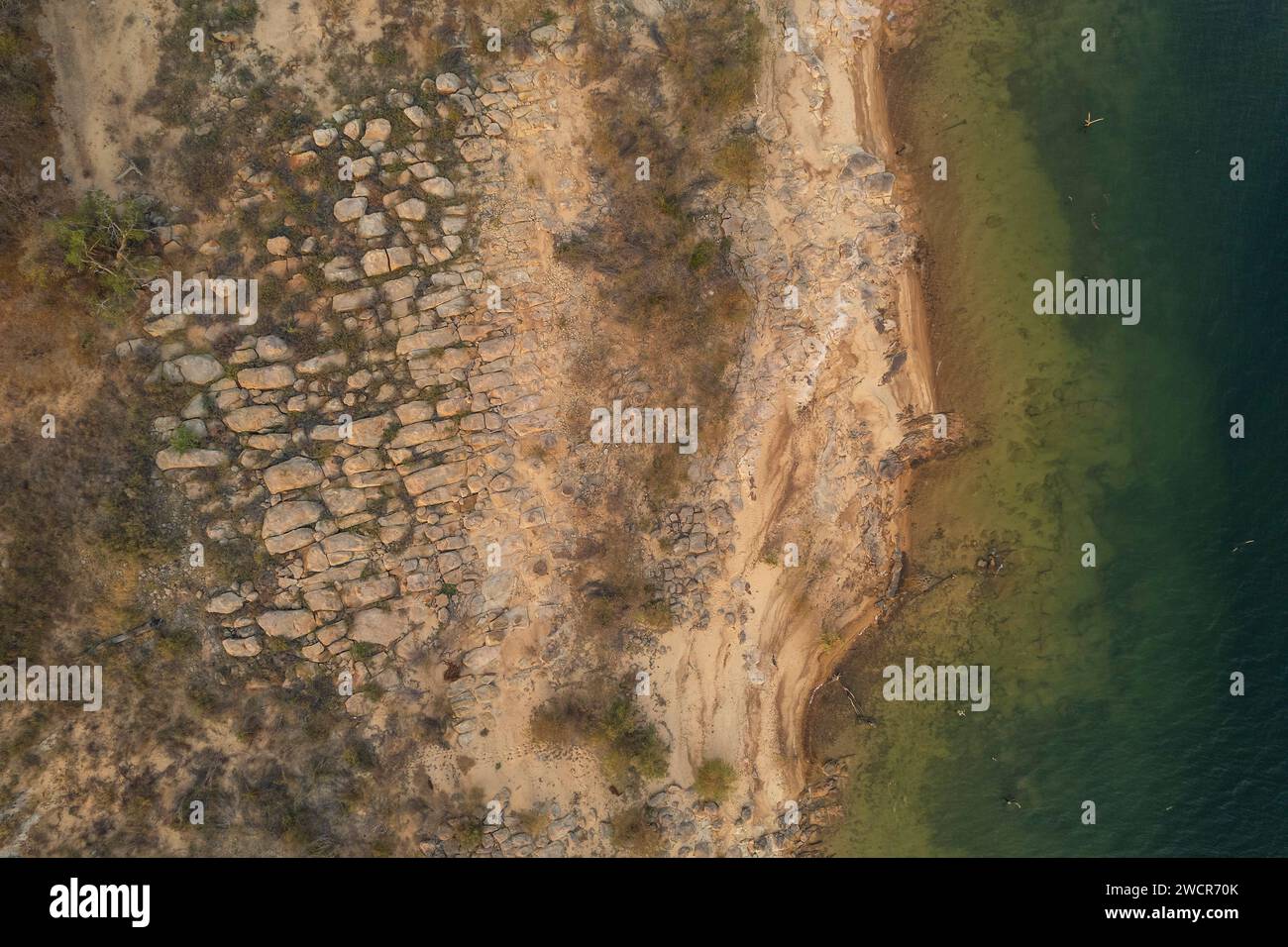 An abstract view of the shoreline of Lake Kariba in Zimbabwe Stock ...