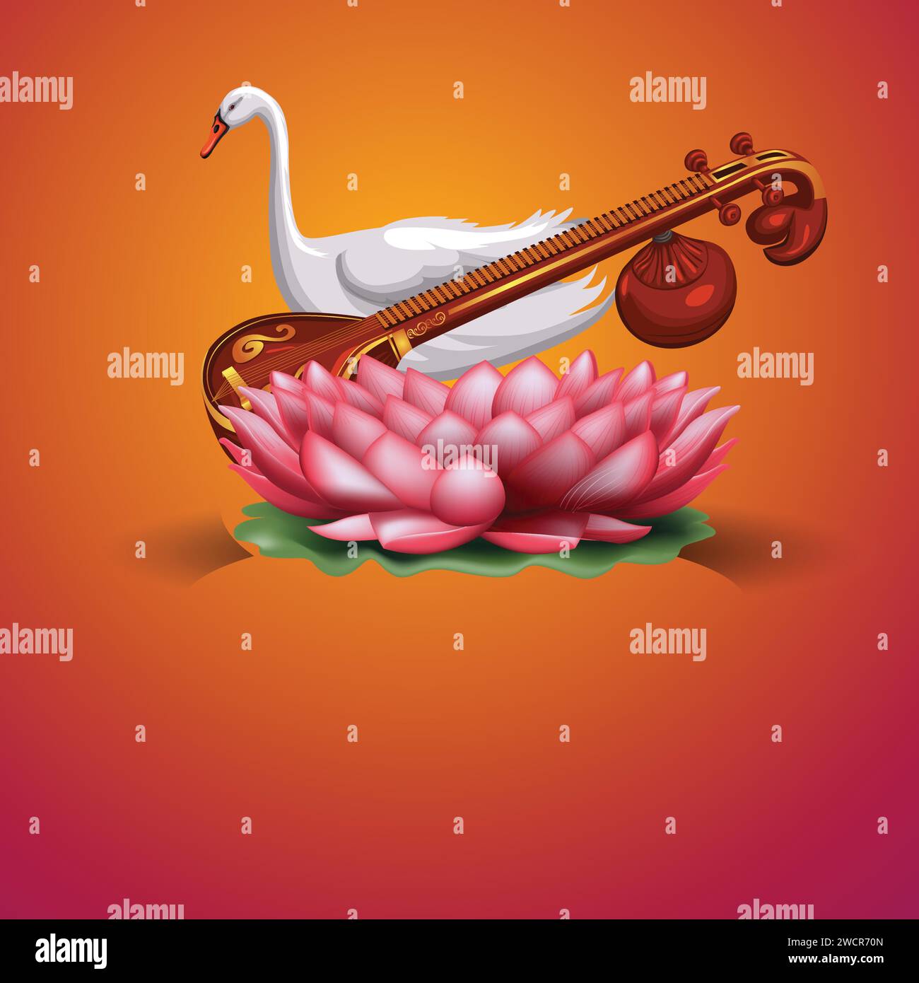 Sarasvati for happy Vasant Panchami Puja of India. vector illustration ...