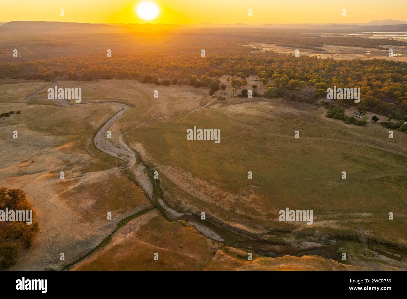 A sunset seen over Lake Kariba in Zimbabwe Stock Photo - Alamy