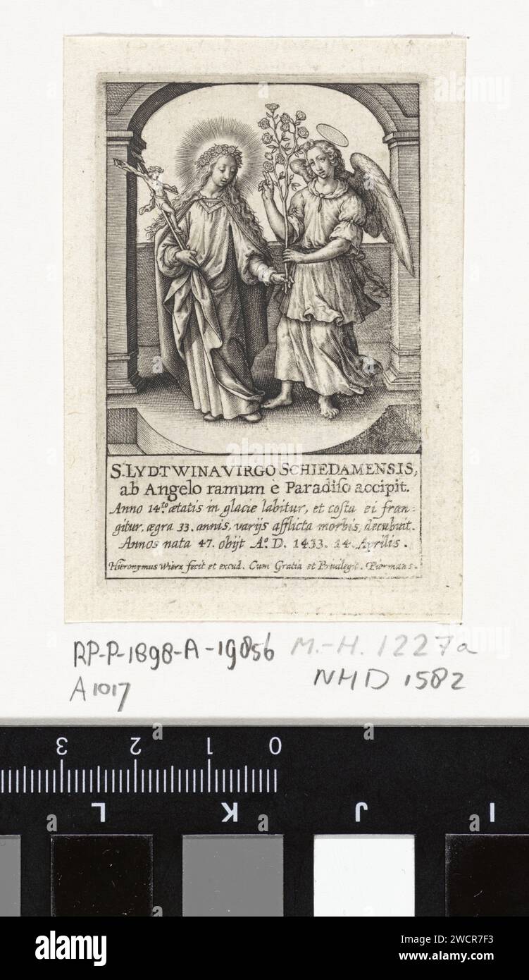 H. Lidwina van Schiedam, Hieronymus Wierix, 1563 - Before 1619 print The Holy Lidwina van ...