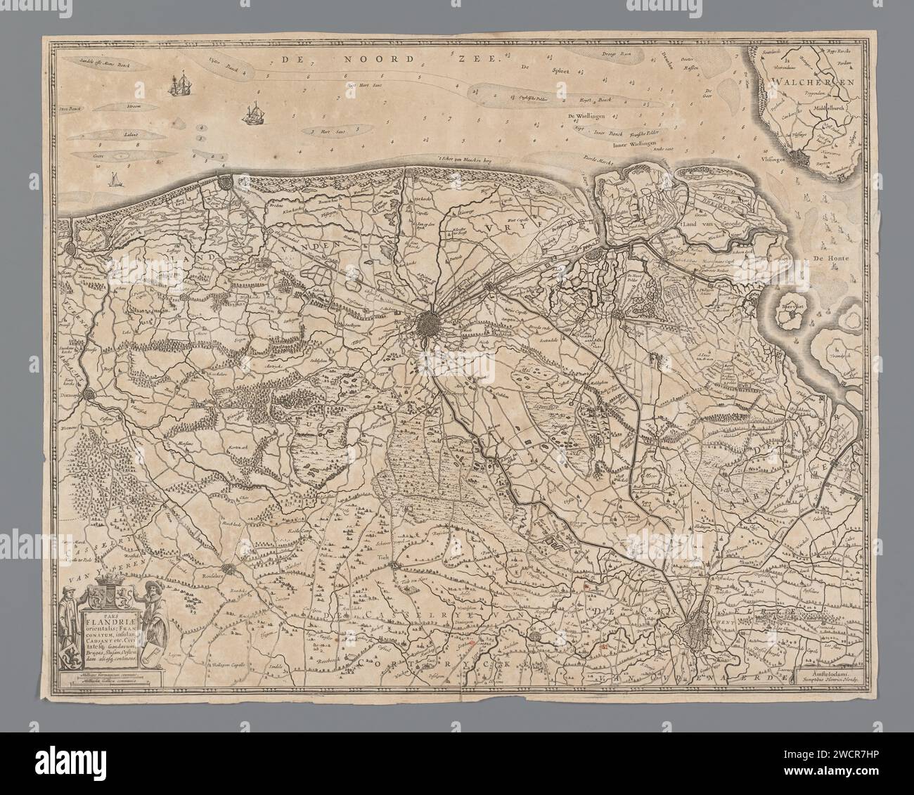 Map of the Brugse Vrije, Anonymous, 1633 - 1649 print Map of the Brugse ...