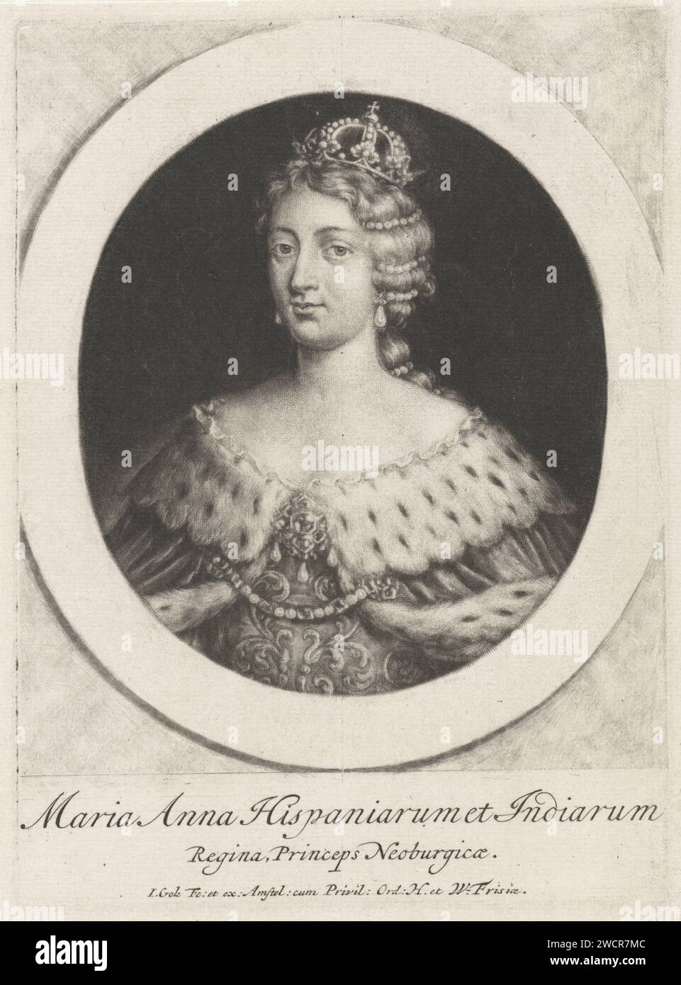 Portrait of Queen Maria Anna van Spain, Jacob Gole, 1682 - 1724 print ...
