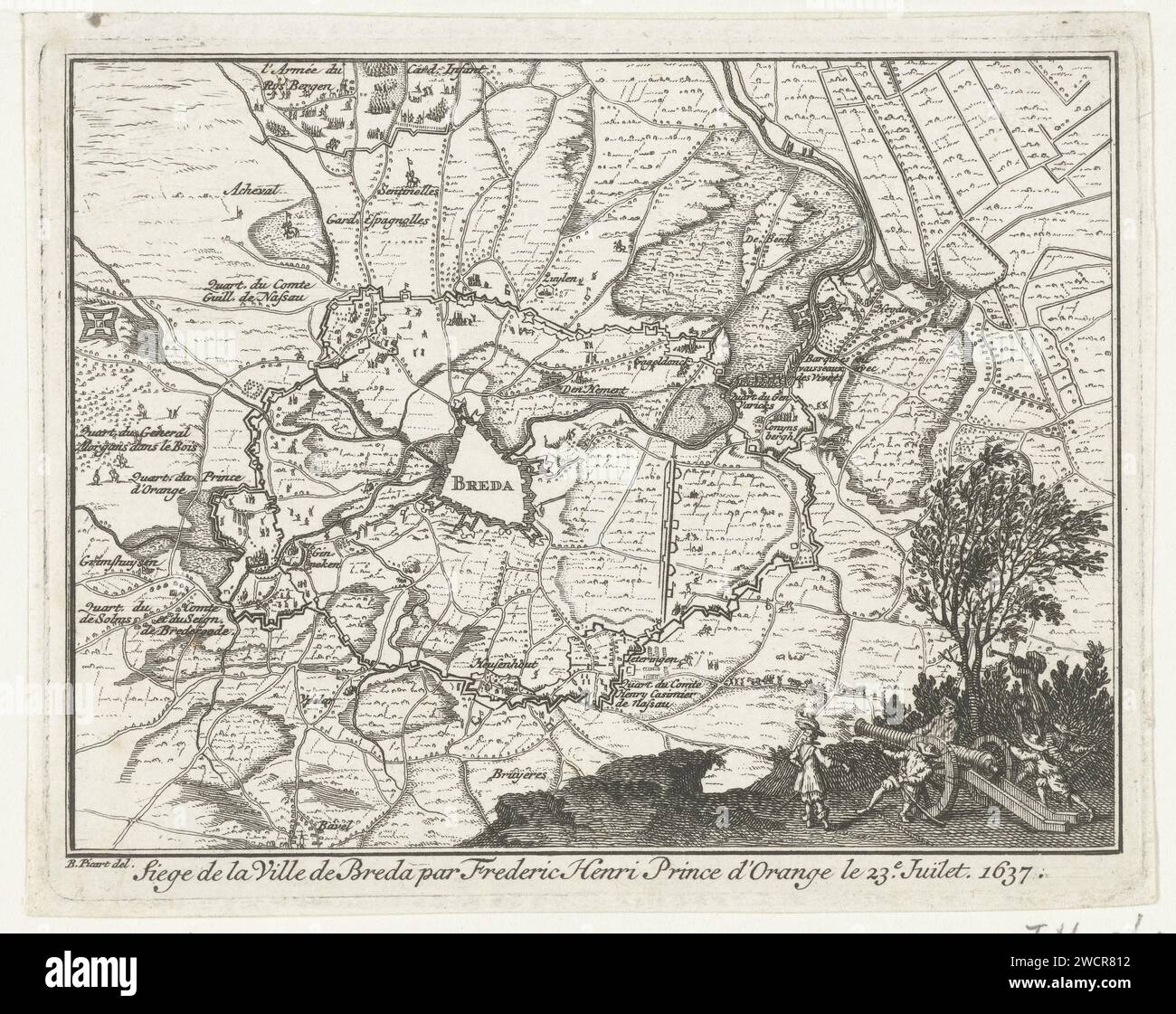 Map of the siege of Breda by Frederik Hendrik, 1637, Bernard Picart ...