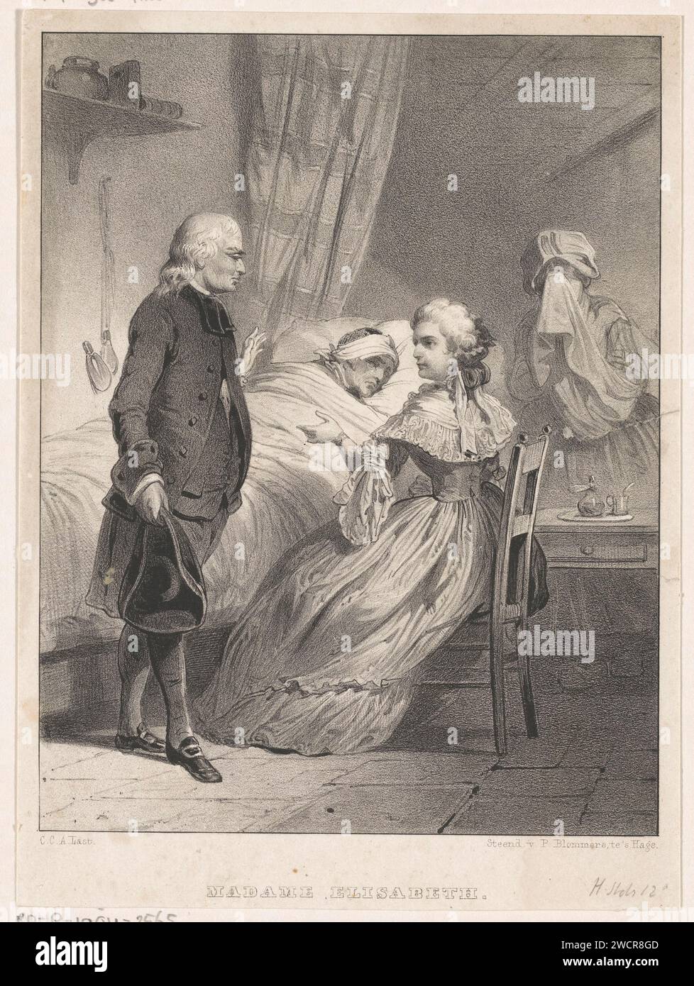 Elisabeth of France on the bed of a sick, Carel Christiaan Antony Last ...