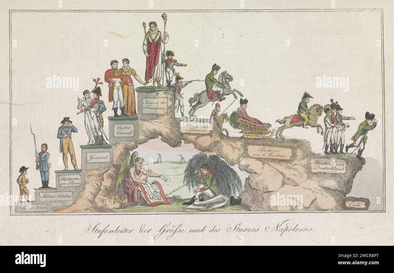 Napoleons levenstrap, 1814, anonymous, 1814 print Napoleon's life ...