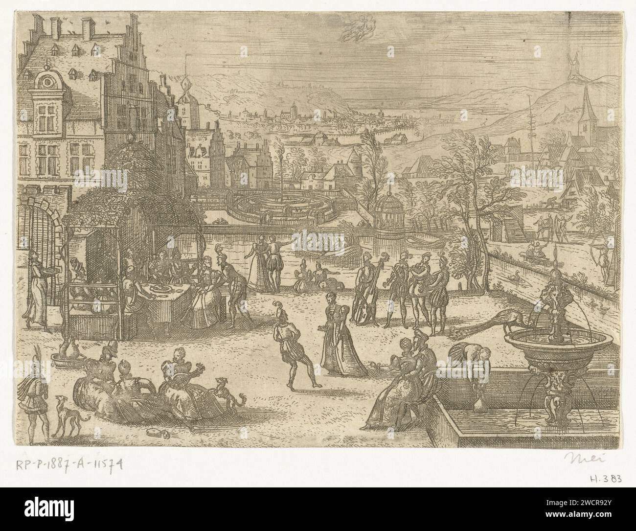 May, Pieter van der Borcht (I), 1545 - 1608 print Spring landscape with ...