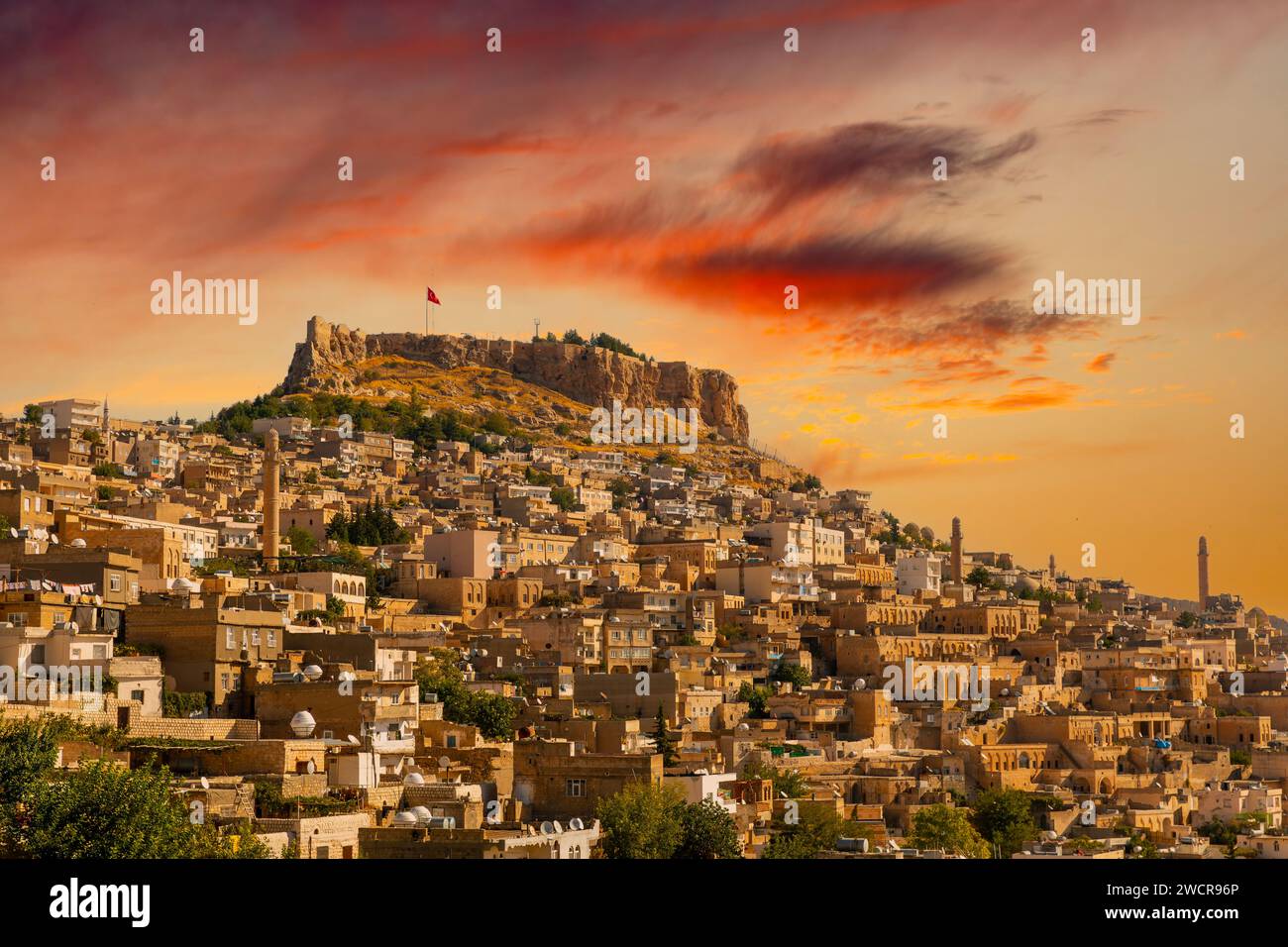 Ancient and stone houses of Old Mardin (Eski Mardin) with Mardin Castle ...