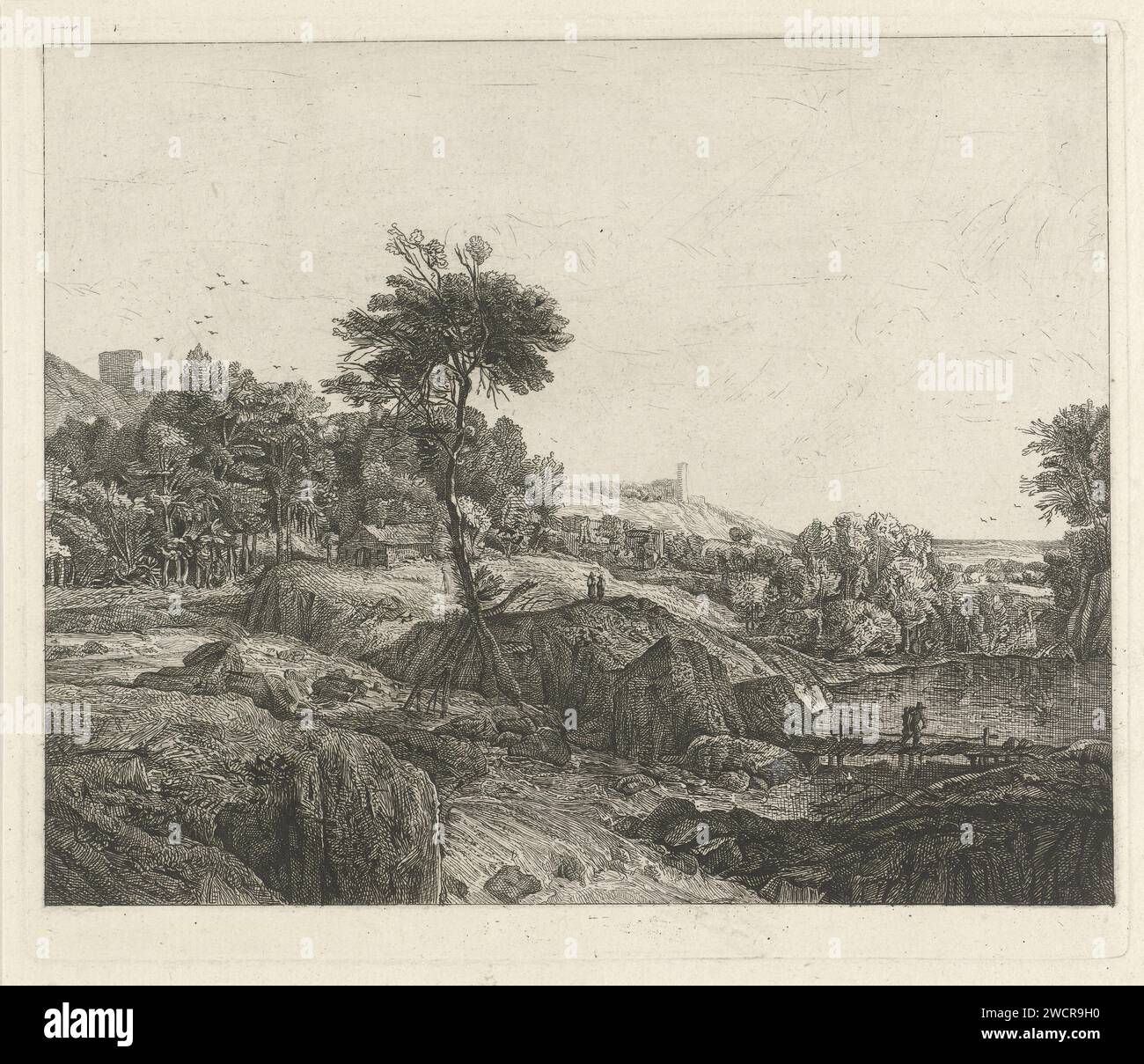 Rocky Landscape, Johannes Pieter de Frey, After Rembrandt van Rijn ...