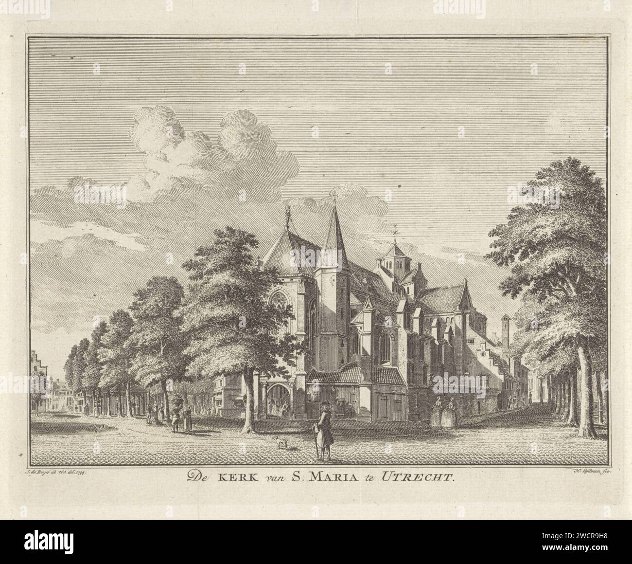 View of the Mariakerk in Utrecht, Hendrik Spilman, after Jan de Beijer ...