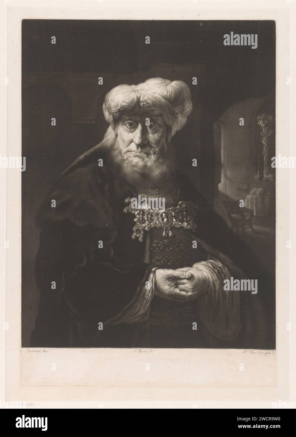 King Uzziah plagued by leprosy, William Peter, After Rembrandt van Rijn ...