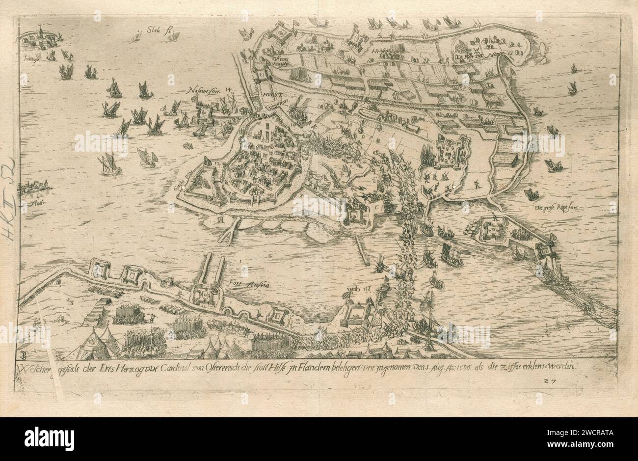 Evidence van Hulst, 1596, Philipp Uffenbach, 1596 - 1598 print Siege of ...