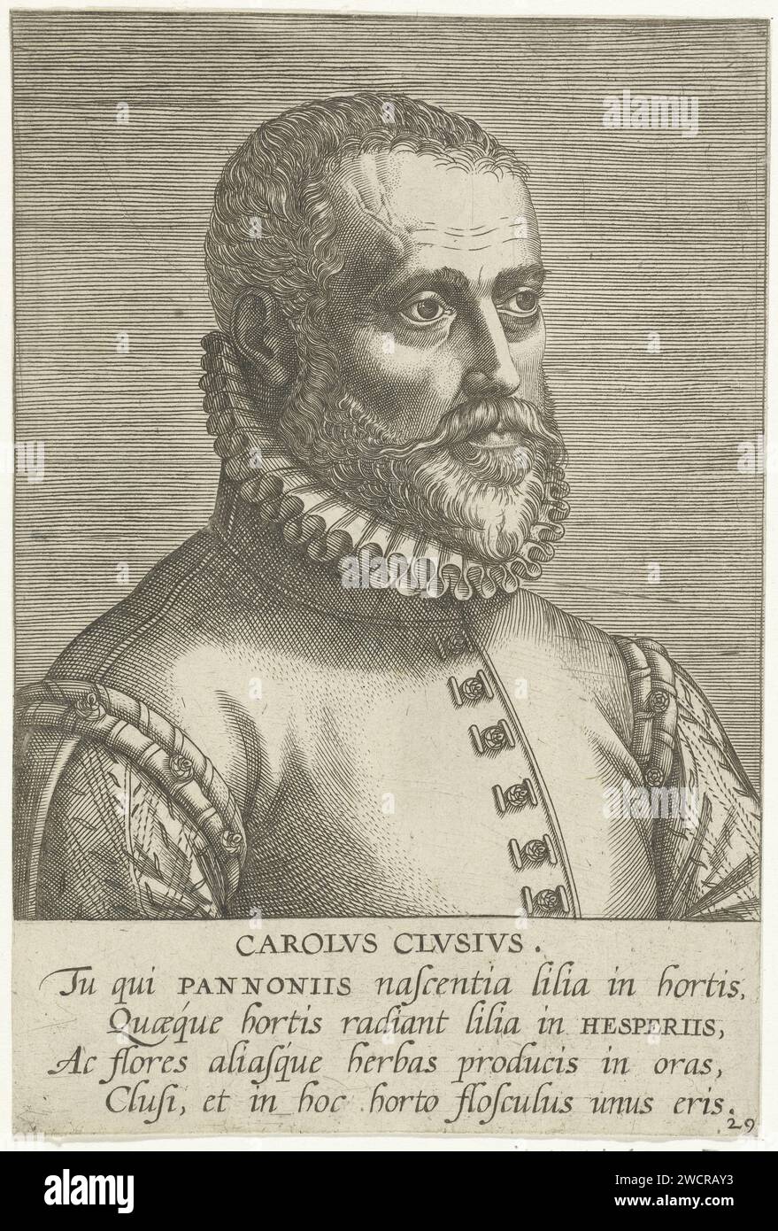 Portret van Carolus Clusius, Philips Galle, after Martin Wheel, 1587 ...