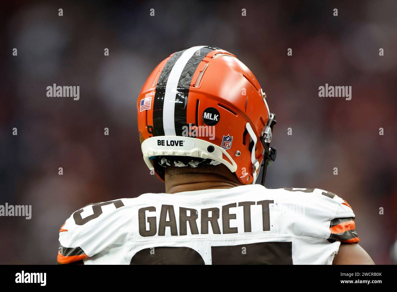 Cleveland Browns defensive end Myles Garrett (95) with the MLK decal on ...