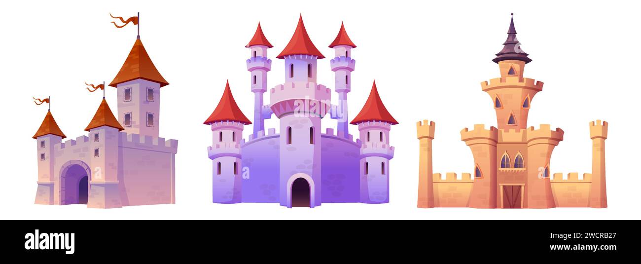 Fairytale medieval castle for fantasy kingdom. Cartoon vector ...