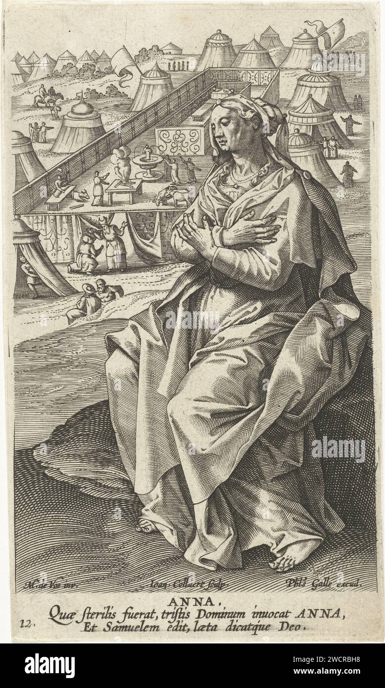 Hanna, Jan Collaert (II), After Maerten de Vos, 1588 - 1595 print In ...