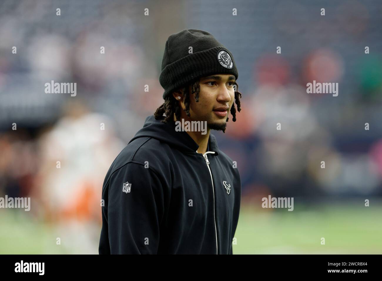 Houston Texans quarterback C.J. Stroud (7) during pregame warmups ...