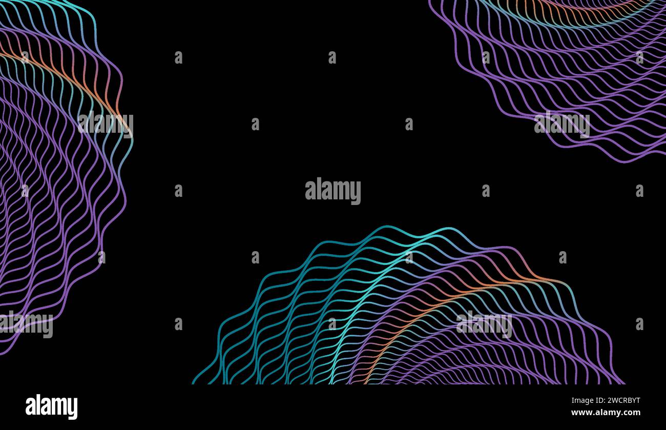 Blue violet retro wavy circles abstract background. Vector graphic ...