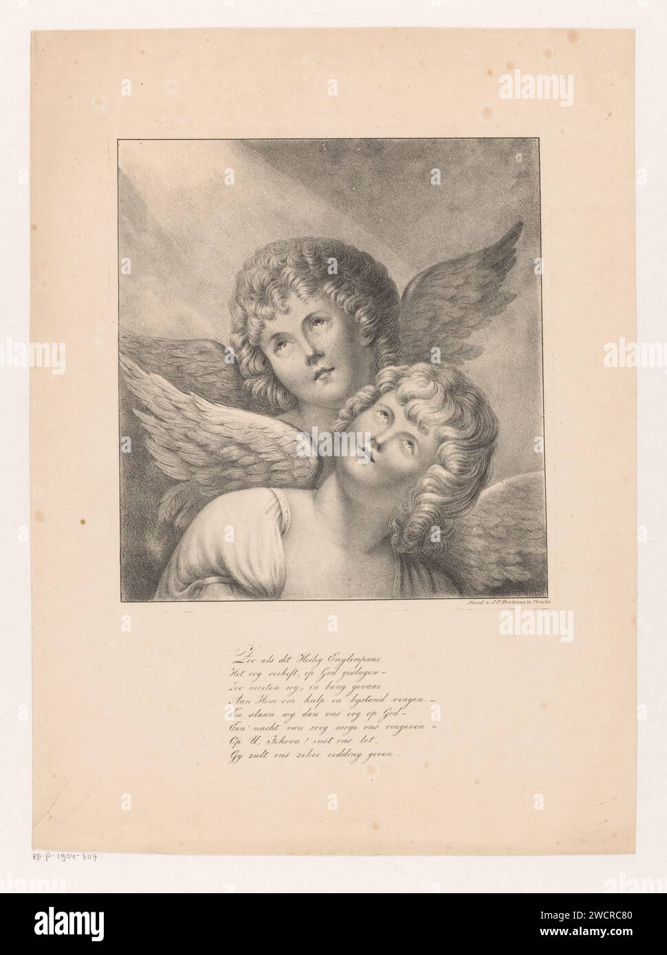 Two angels who look up, Anonymous, Johannes Paulus Houtman, 1828 - 1843 ...