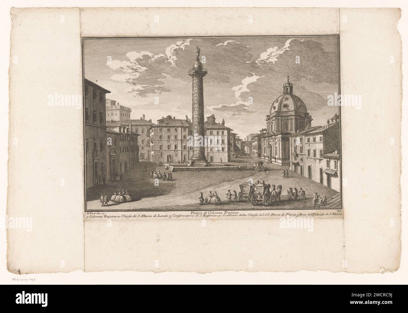 Zuil van Trajanus in Rome, Giuseppe Vasi, 1747 - 1761 print View of the column of Trajanus with ...