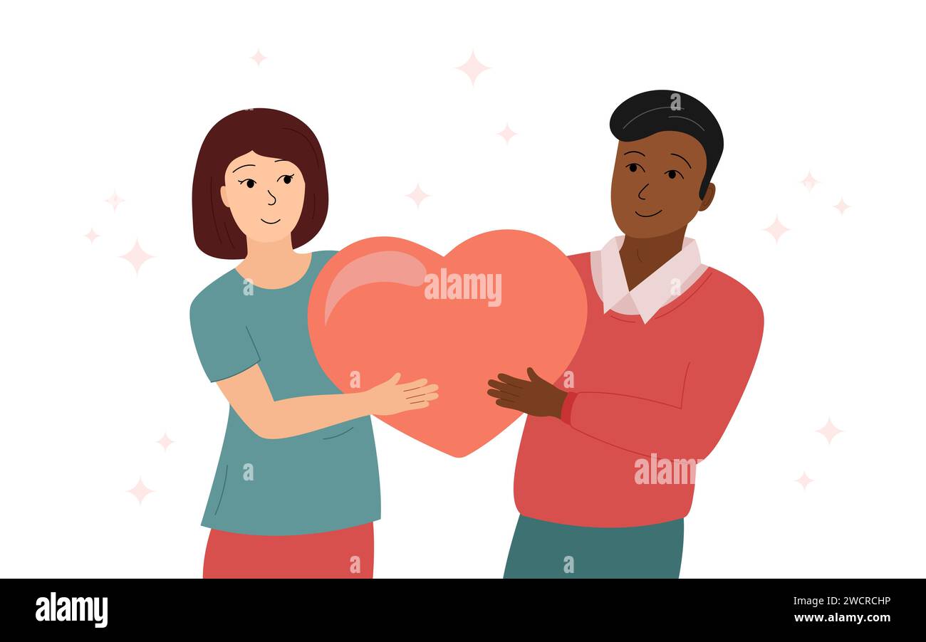 Multiracial couple in love together. Woman and man of different races ...