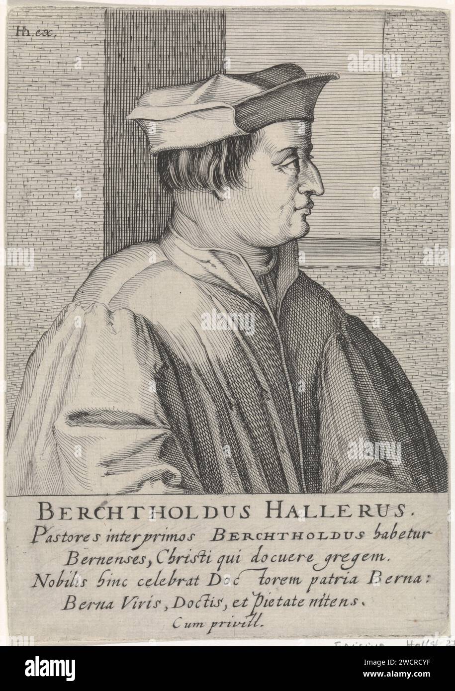 PortraT van Berchtold Haller, Simon Frisius, c. 1610 print Bust to the ...