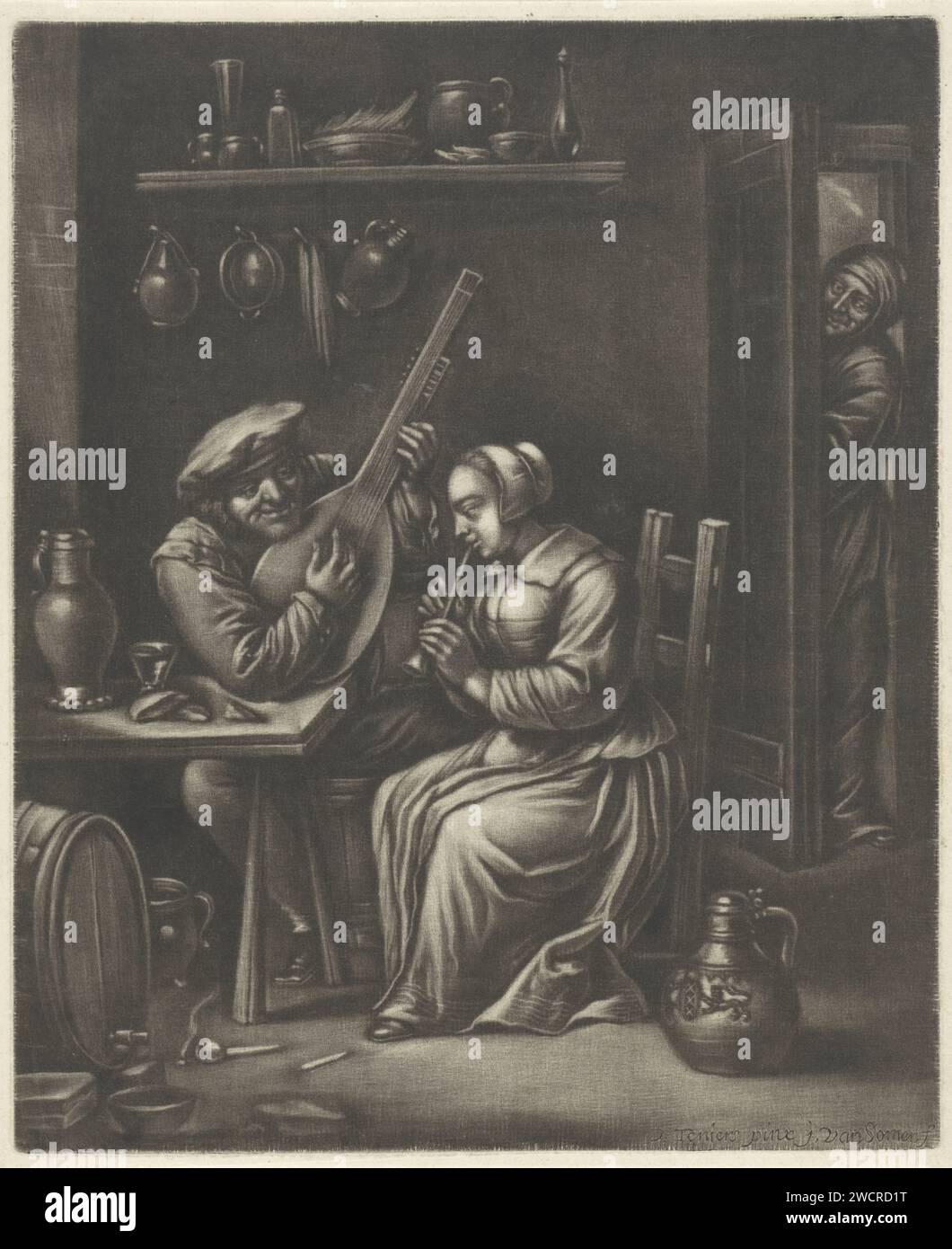 Musicating pair, Jan van summer, After David Teniers (II), 1655 - 1700 ...