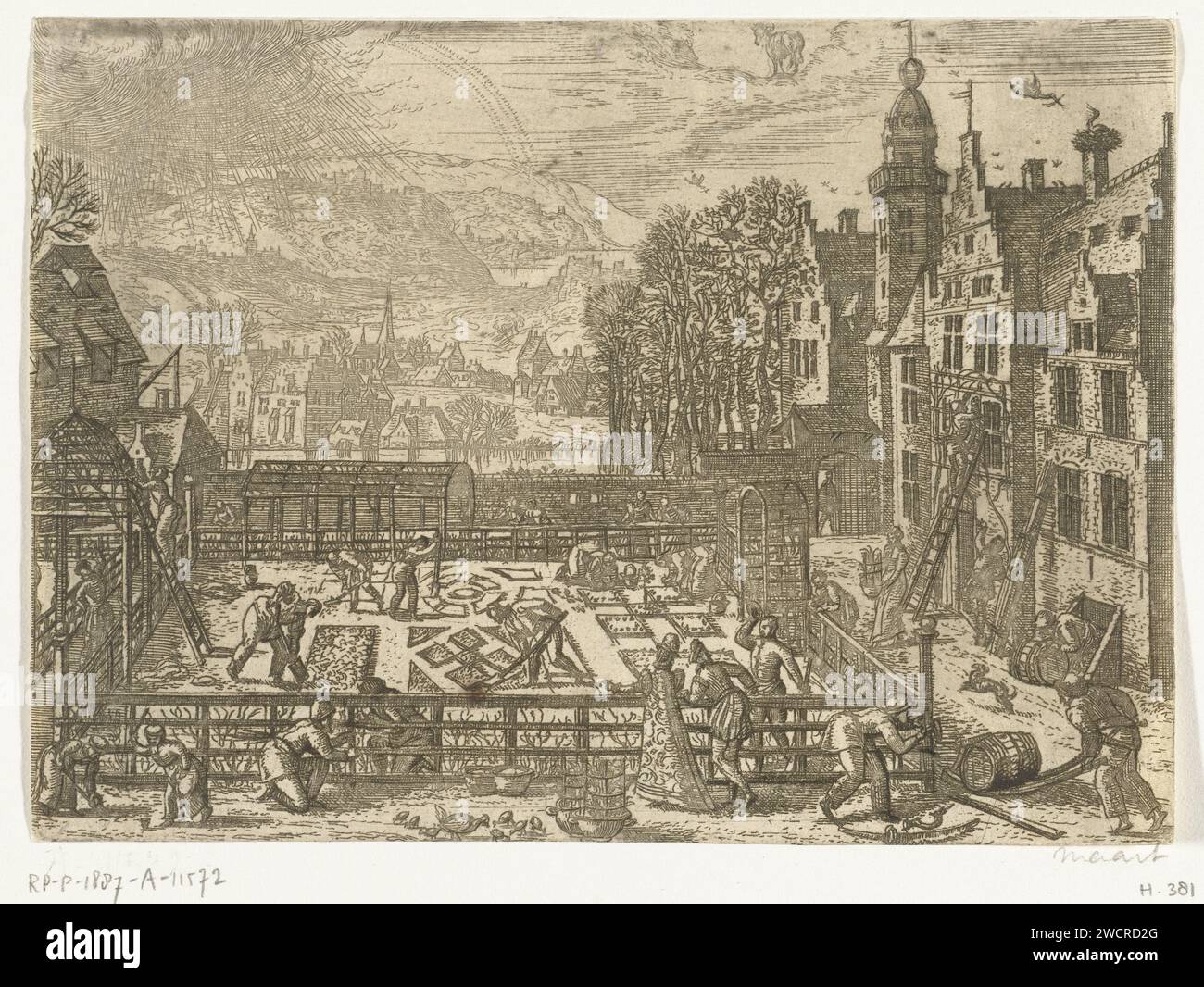 March, Pieter van der Borcht (I), 1545 - 1608 print Spring landscape ...