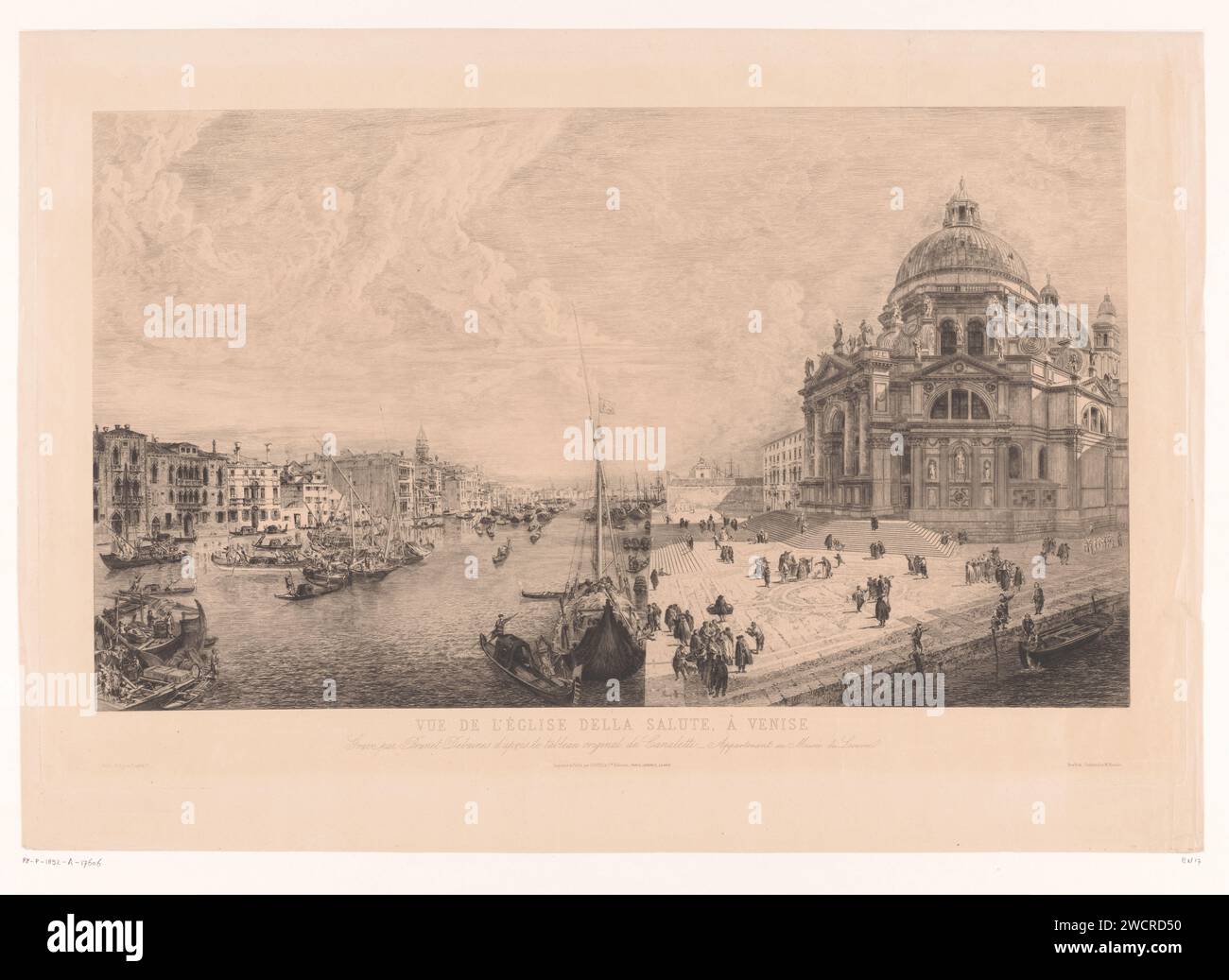 View of the Santa Maria della Saluta in Venice, Alfred Louis Brunet-Debaines, After Canaletto ...