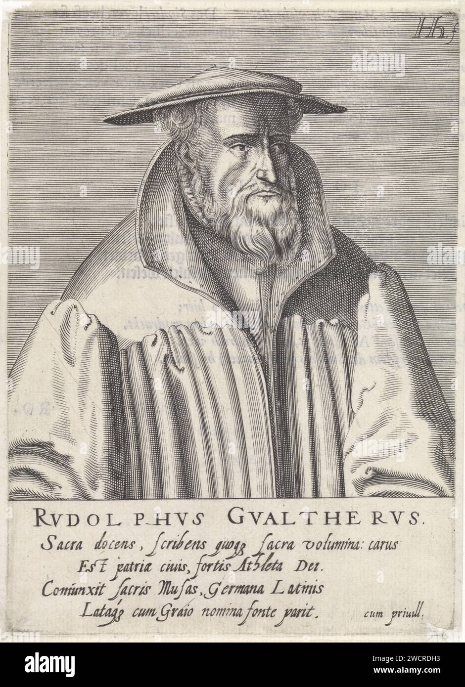 Portret Van Rodolphus Walter, Hendrick Bowen (1), 1599 print Bust to ...