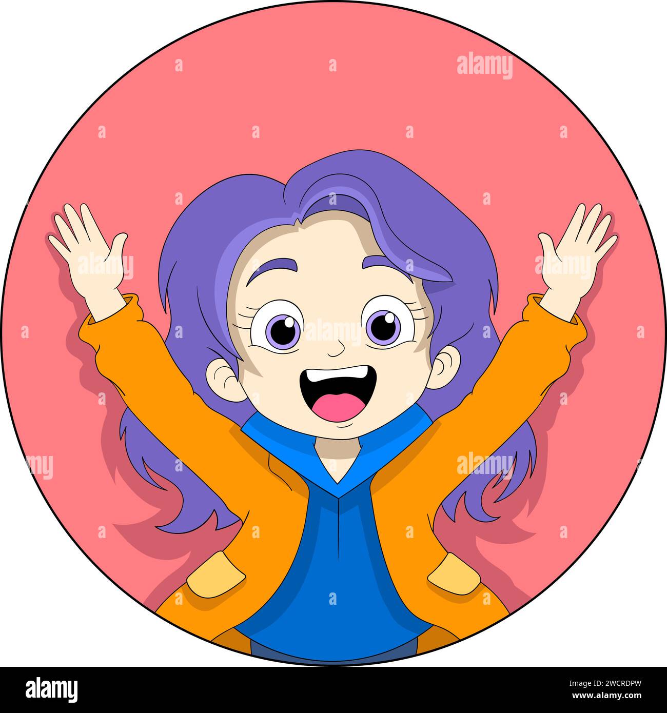 a girl is happy while raising both hands Stock Vector Image & Art - Alamy