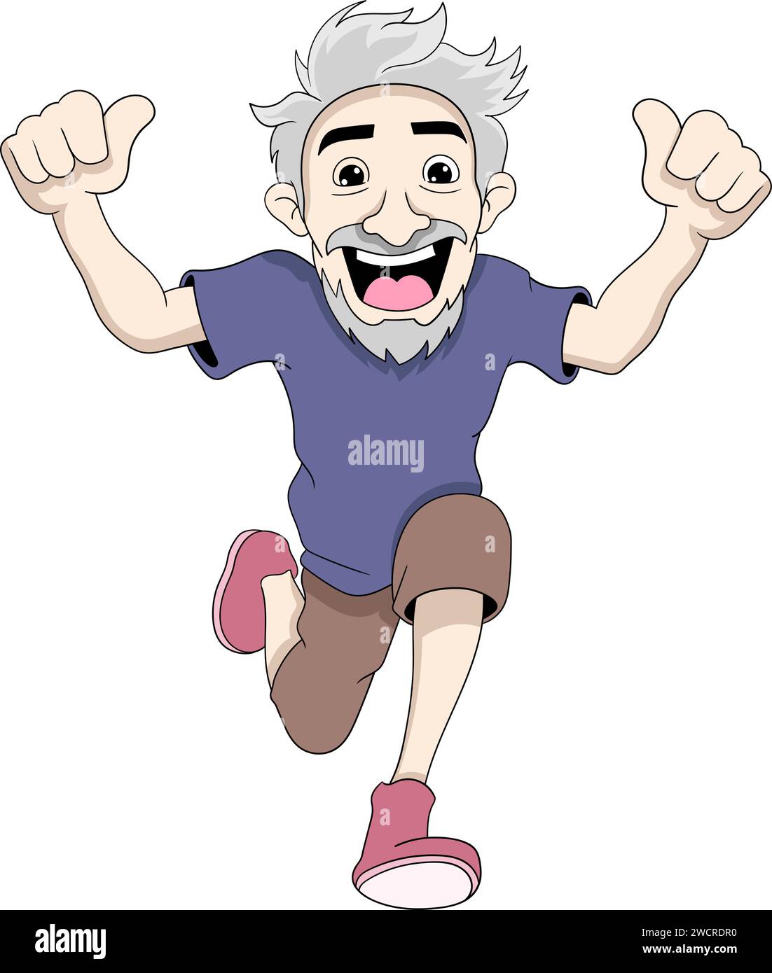 an old man was jumping happily and giving two thumbs up Stock Vector ...