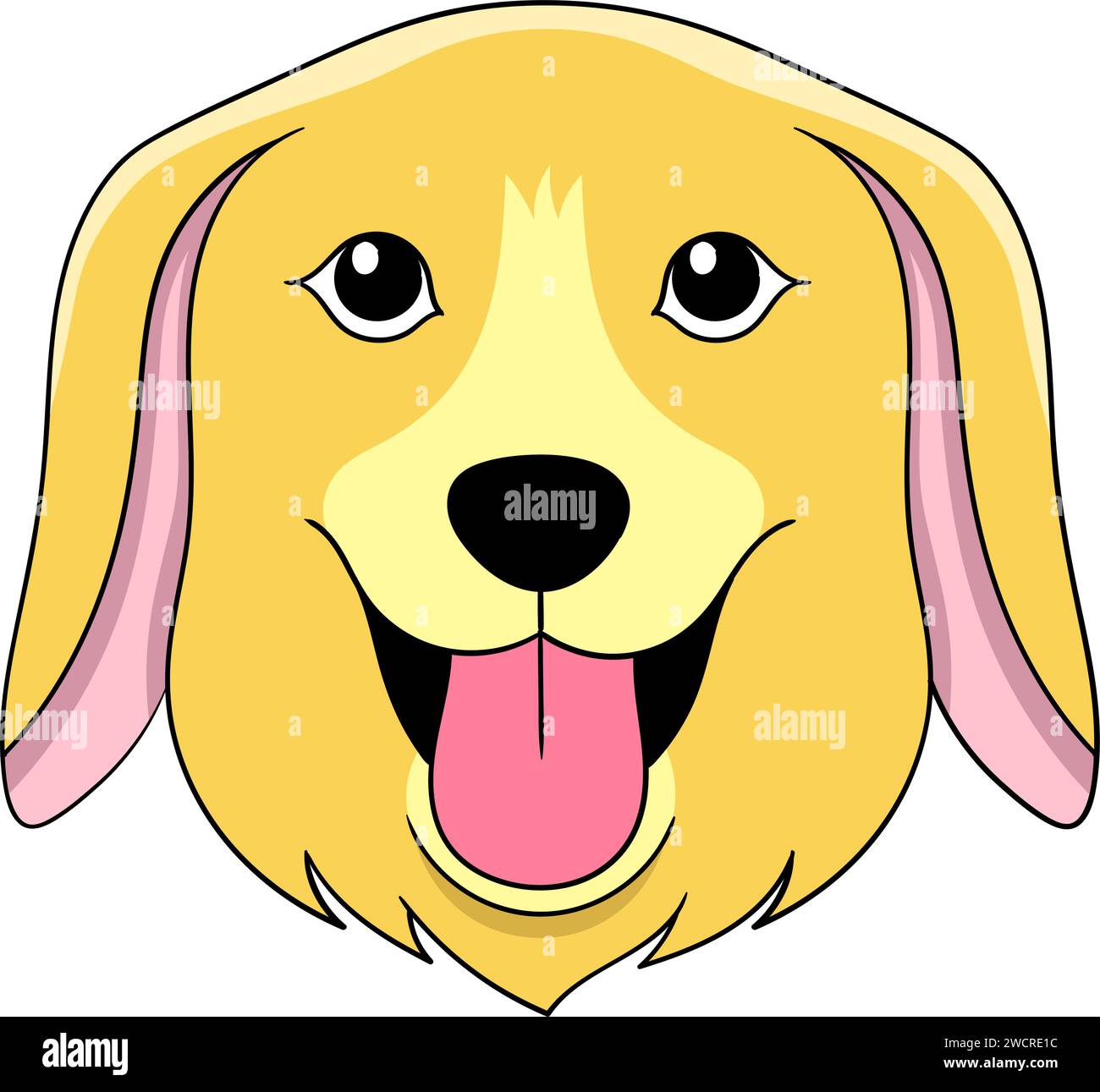 icon of a long eared golden dog's head sticking out its tongue Stock ...