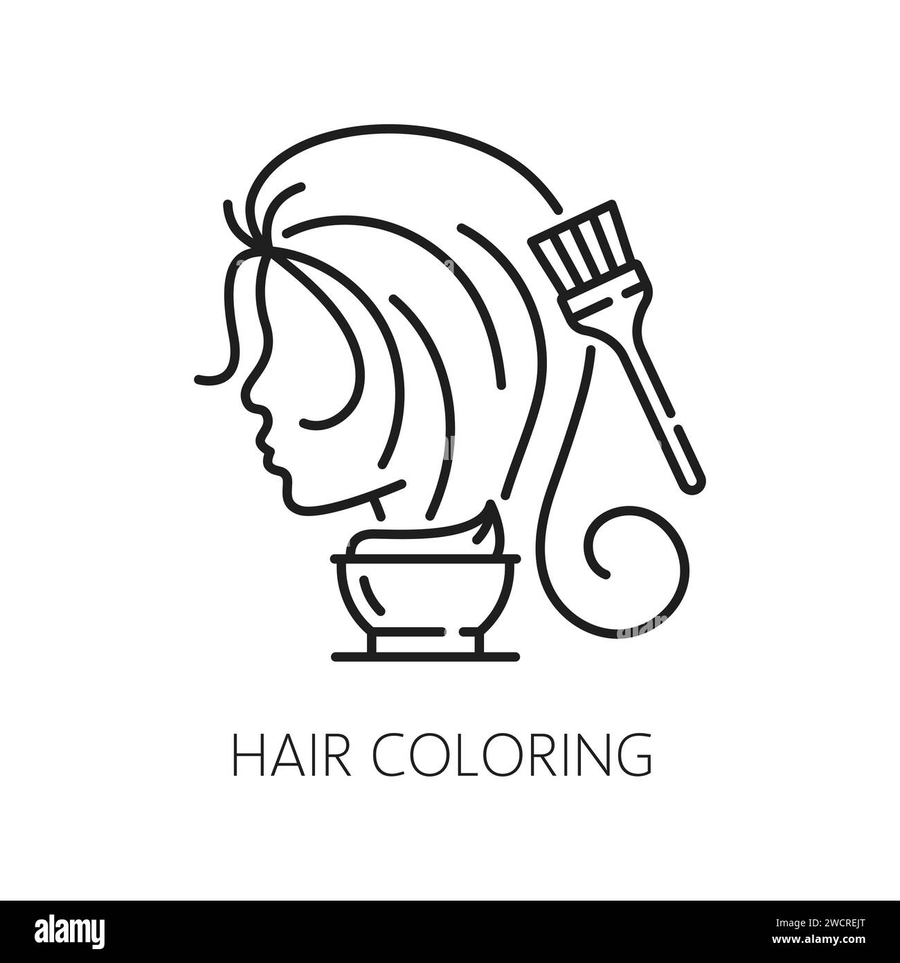 Hair coloring, care and treatment line icon. Spa salon cosmetics thin ...