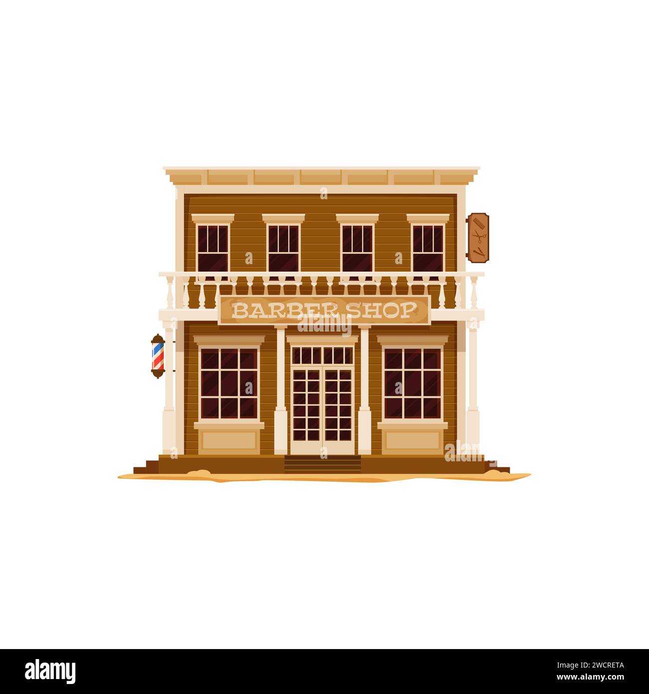 Western Wild West town barber shop, cartoon building of old american ...