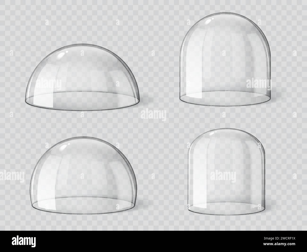 Glass dome, isolated glossy bell sphere or transparent cover, realistic ...