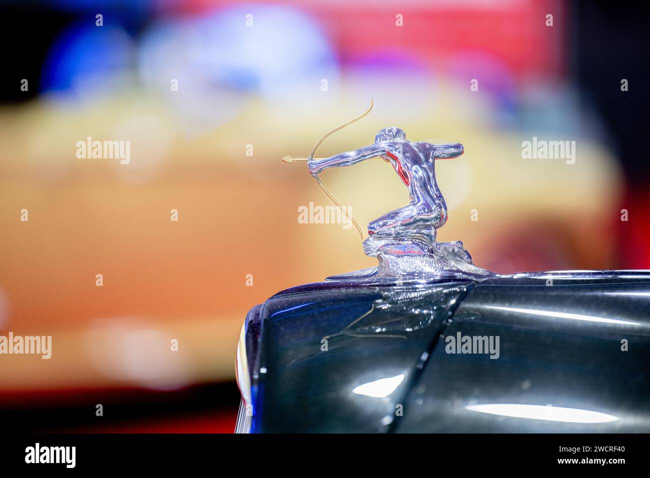 Philadelphia, PA, USA 17th Jan. 2024 closeup of the Pierce-Arrow hood ...