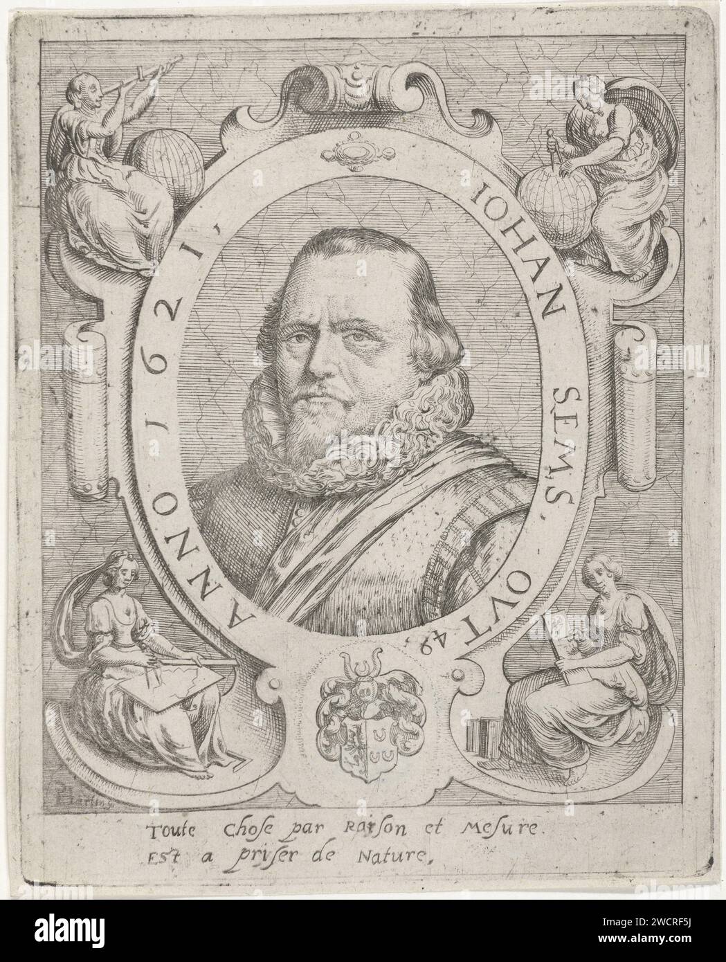 Portrait of Johan Sems, Pieter Feddes van Harlingen, 1621 - 1623 print ...