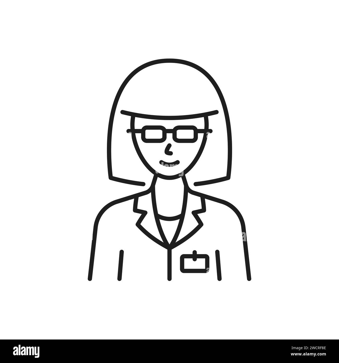 Pharmacist line icon, pharmacy chemist or apothecary doctor, outline ...