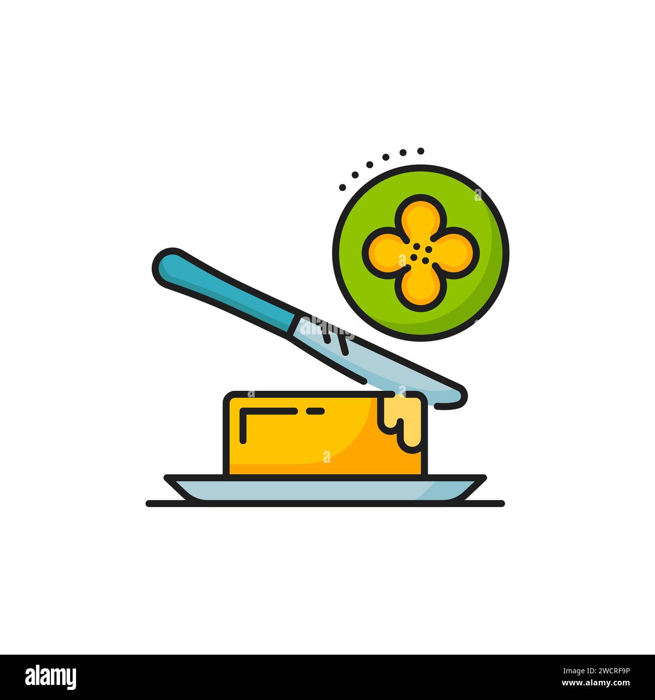 Rapeseed, canola butter icon, features a knife cutting golden, creamy ...