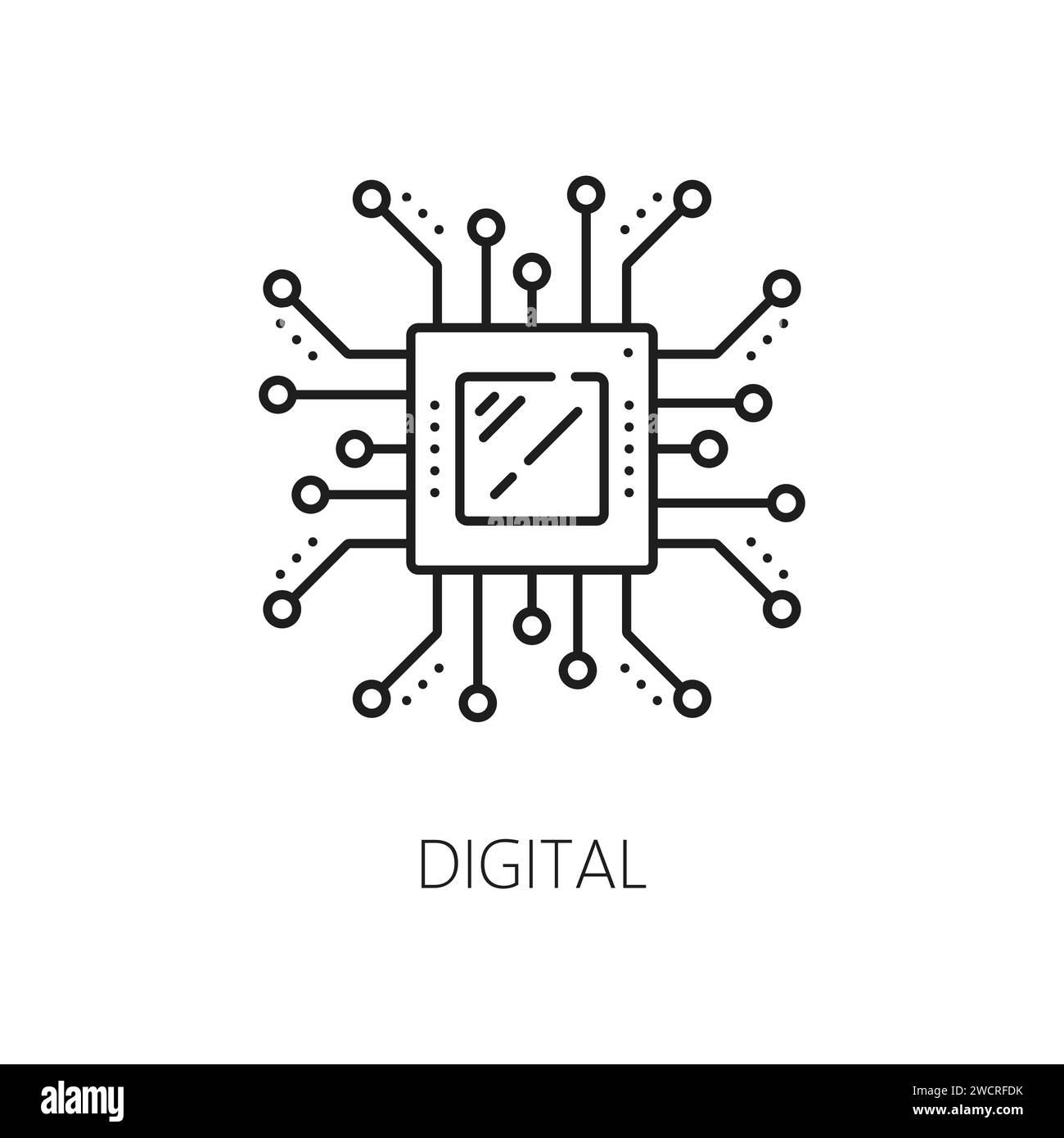 Digital processor, machine learning line icon of AI artificial ... Digital processor, machine learning line icon of AI artificial ...