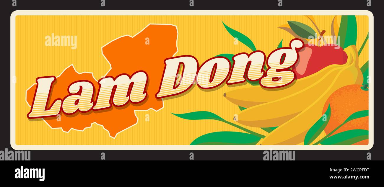 Lam Dong province in Vietnam, Vietnamese territory. Vector travel plate ...