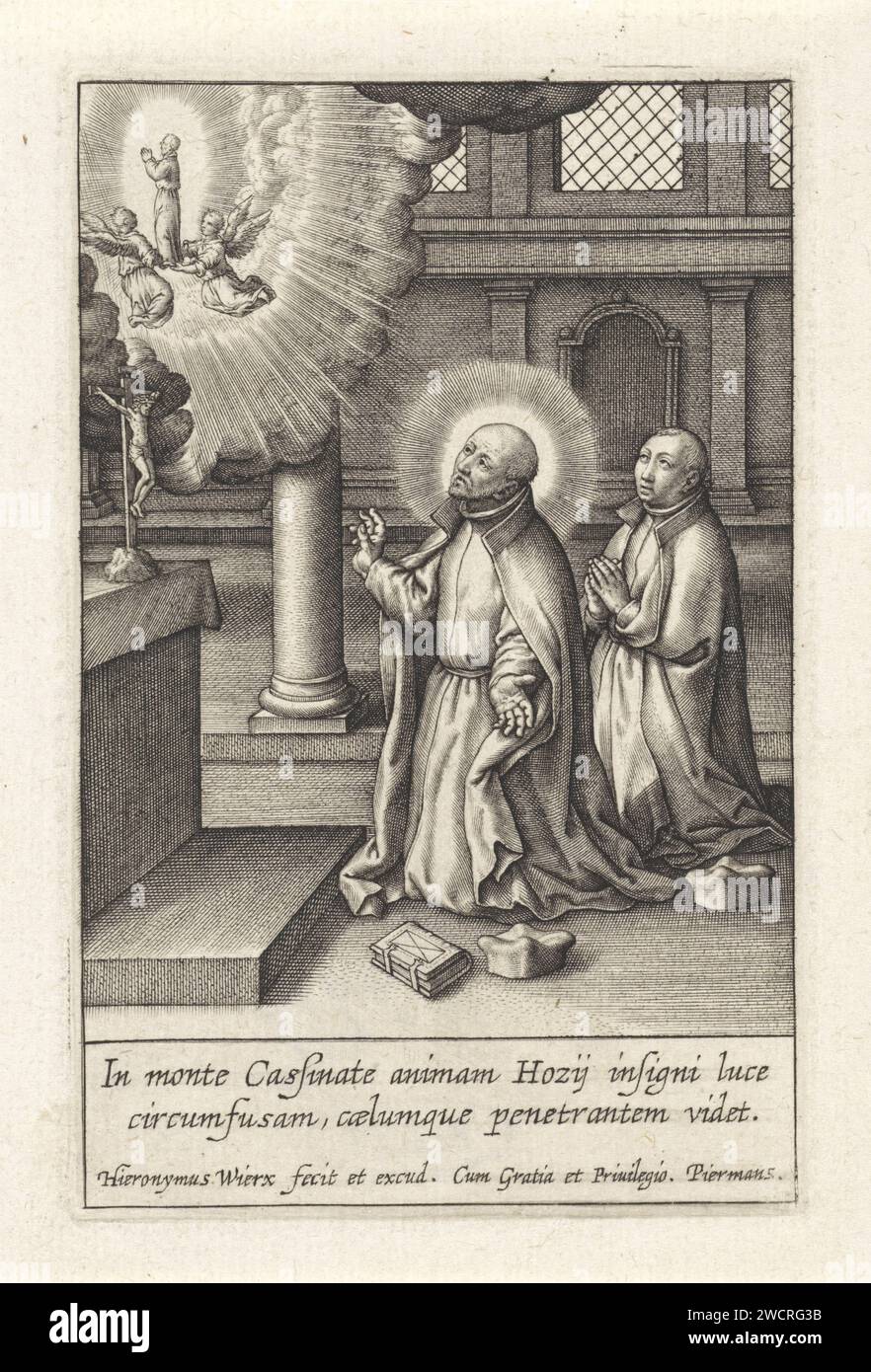 Ignatius van Loyola has a vision of the hemel -taking of Diego Hoces, Hieronymus Wierix, 1611 ...