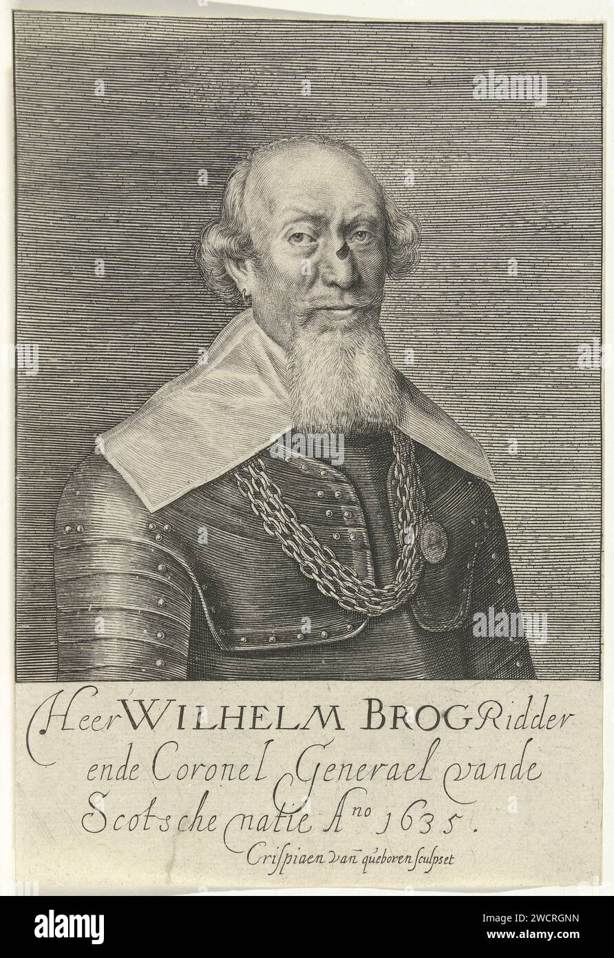 Portrait of Sir William Brog, Crispijn Van den Queborn, 1635 print ...