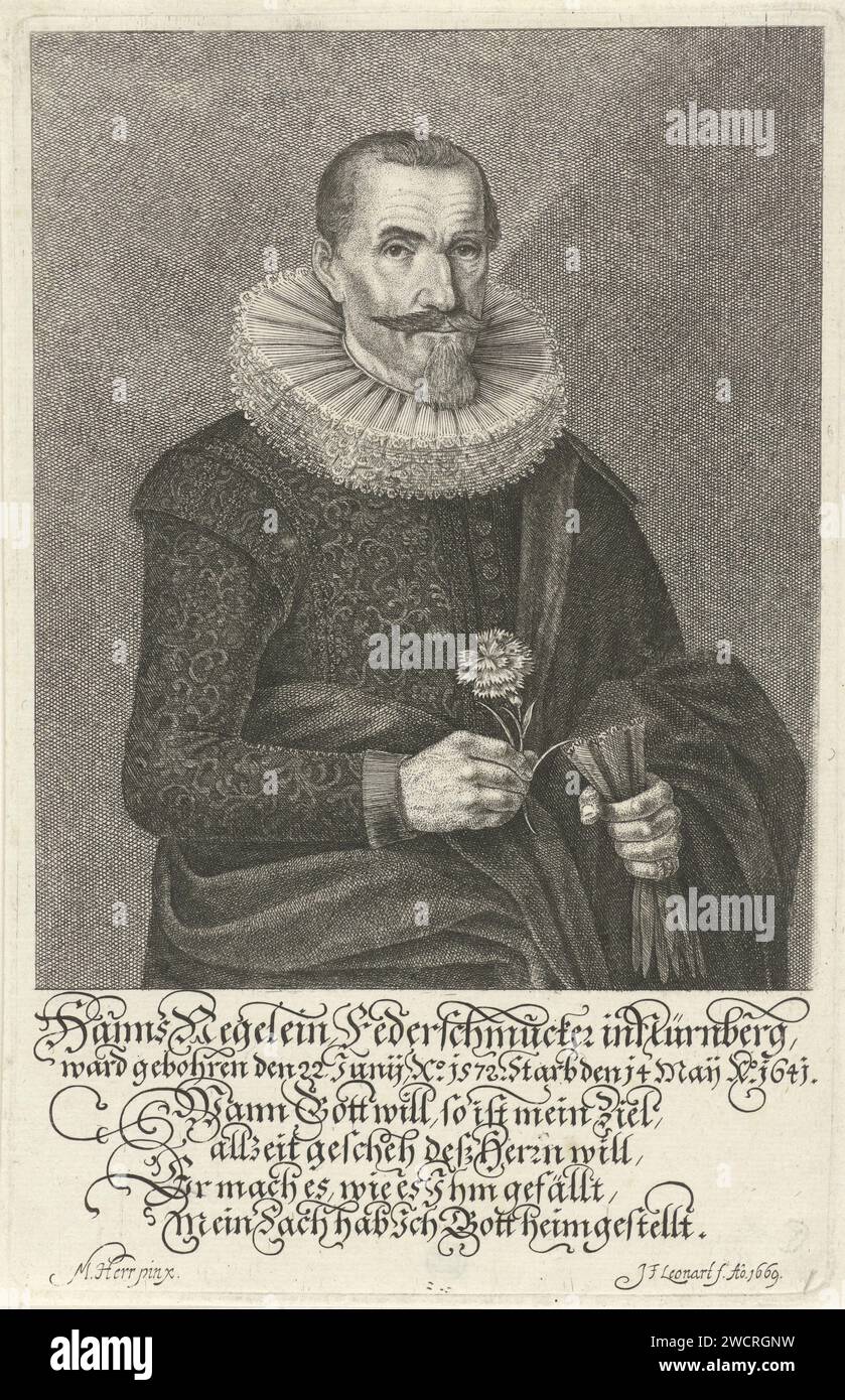 Portrait van Hans Negelein, Johann Friedrich Leonard, after Michael ...