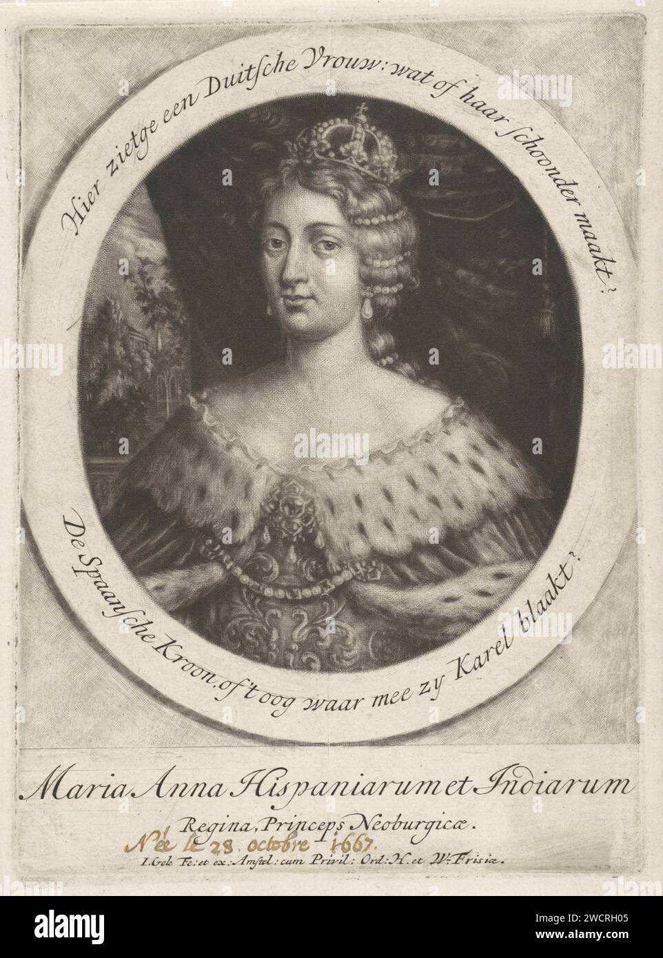 Portrait of Queen Maria Anna van Spain, Jacob Gole, 1682 - 1724 print ...