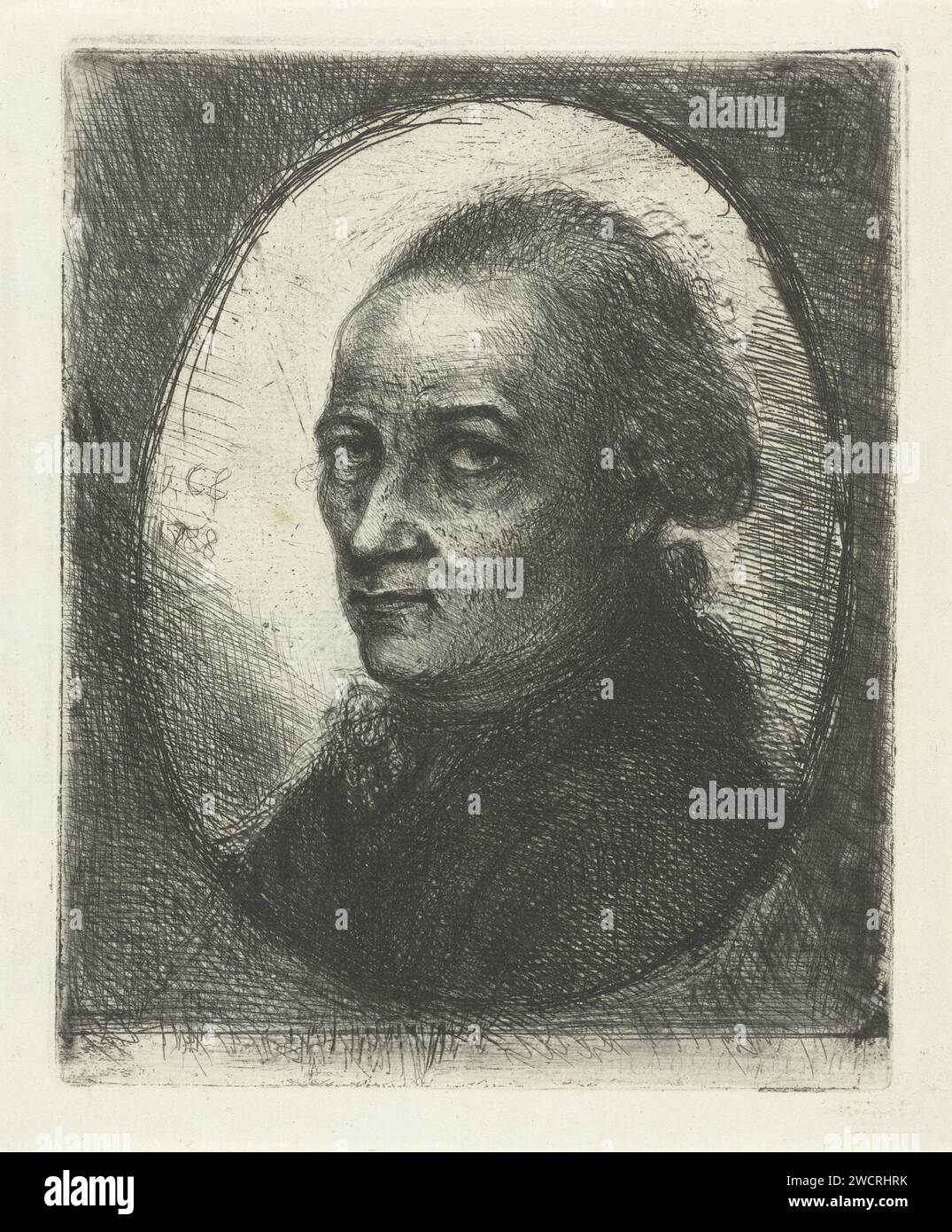 Self -portrait of Jan Chalon, Jan Chalon, 1788 print Portrait in Ovale ...