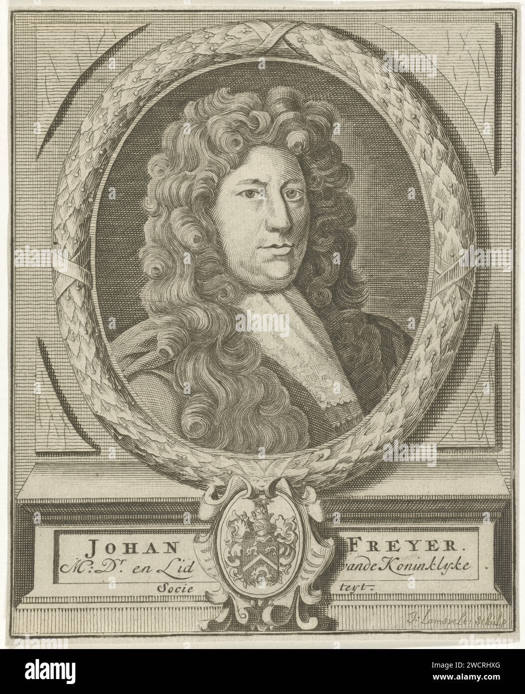 PortraT van Johan Freyer, Jan Lamsvelt, 1684 - 1743 print Portrait bust ...
